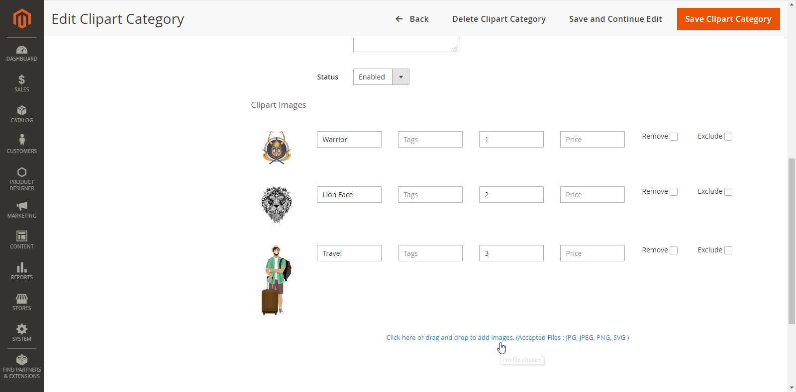 Manage Clipart – Backend Edit | PrintXpand