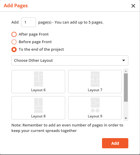 Add Slider -> Choose Layout | PrintXpand