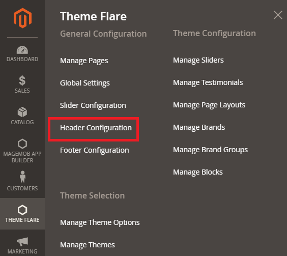 Theme Flare->Header Configuration | PrintXpand