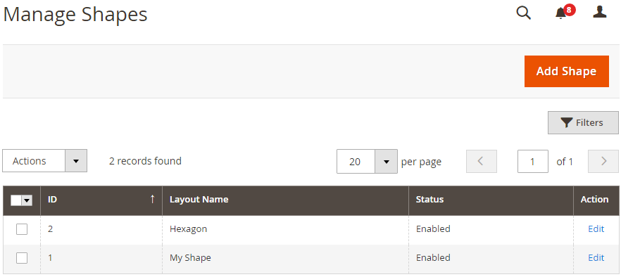 Product Designer -> Manage Shapes | PrintXpand