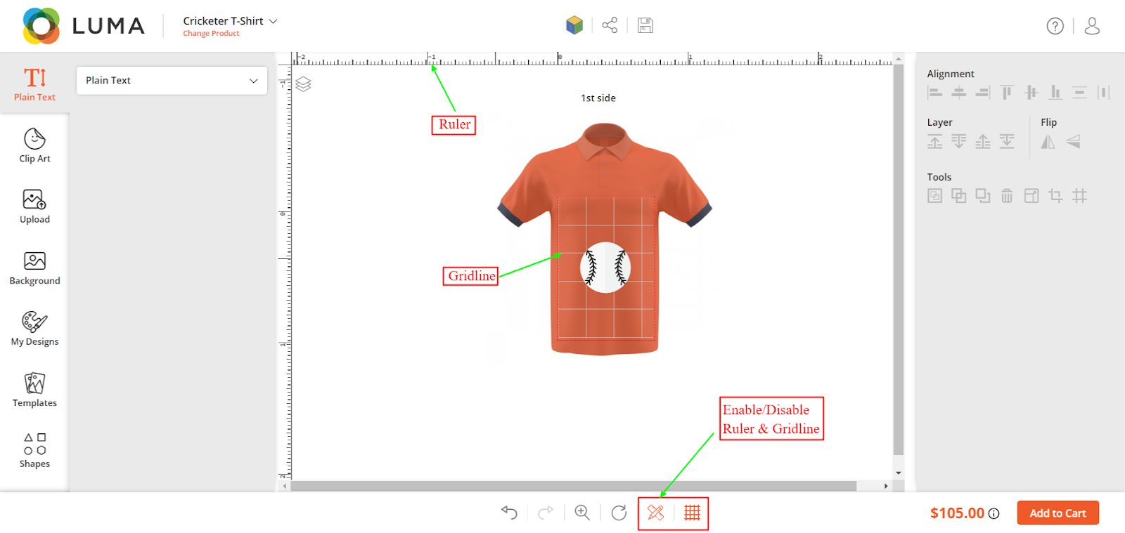 frontend of the product designer tool | PrintXpand