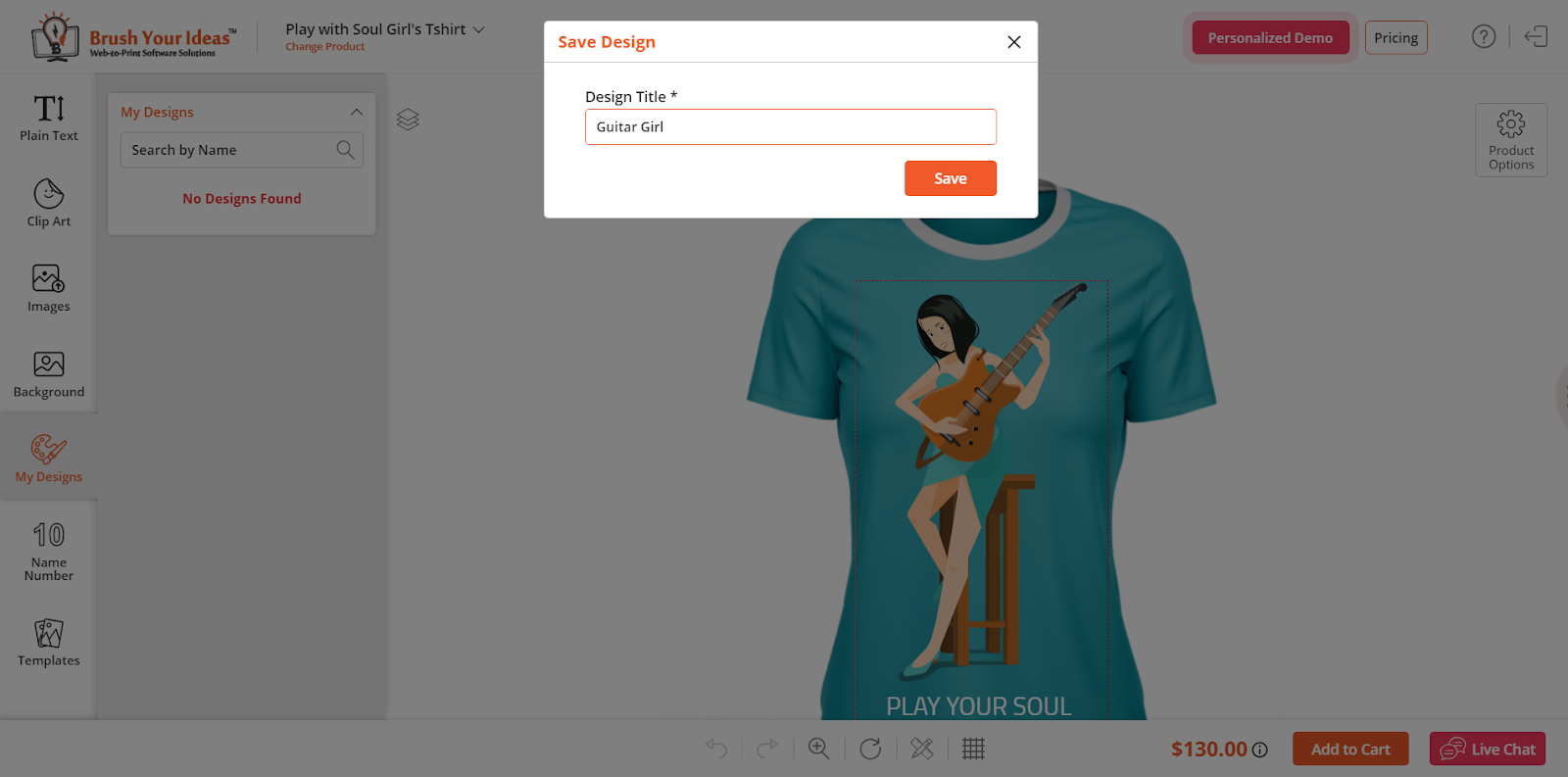 Save Design button | PrintXpand