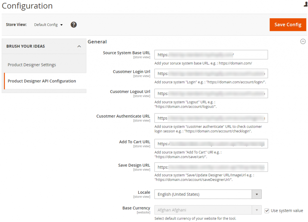 Product Designer Settings API Configuration General | PrintXpand