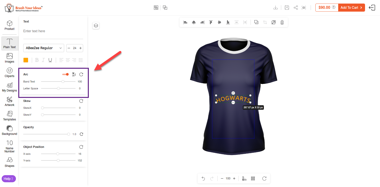 apply curve effect-2 | PrintXpand