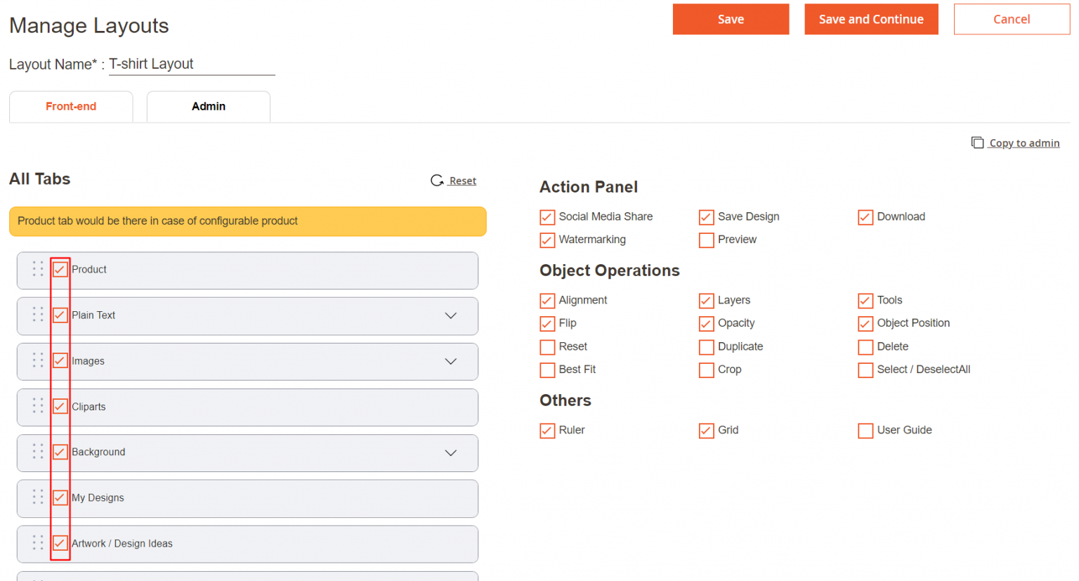 Can I Disable a Tab for the Frontend for My Customers? | PrintXpand V3.0 | PrintXpand