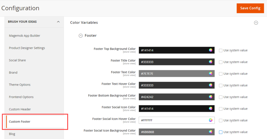 How Can I Configure Website Footer Configuration?