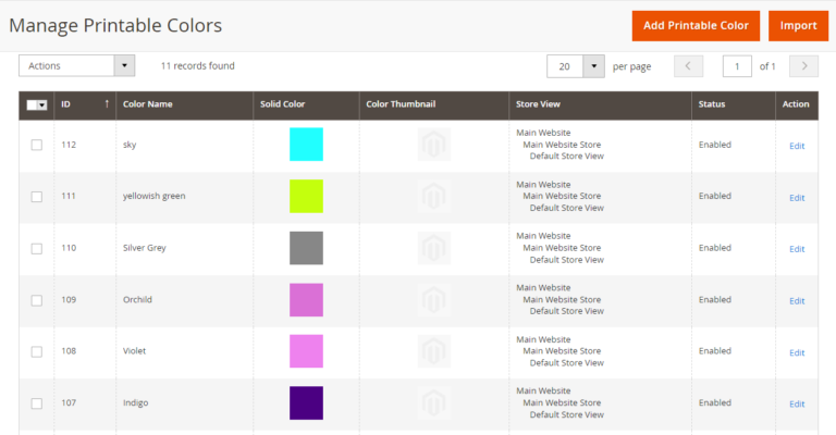 How to Configure Printable Colors From Backend