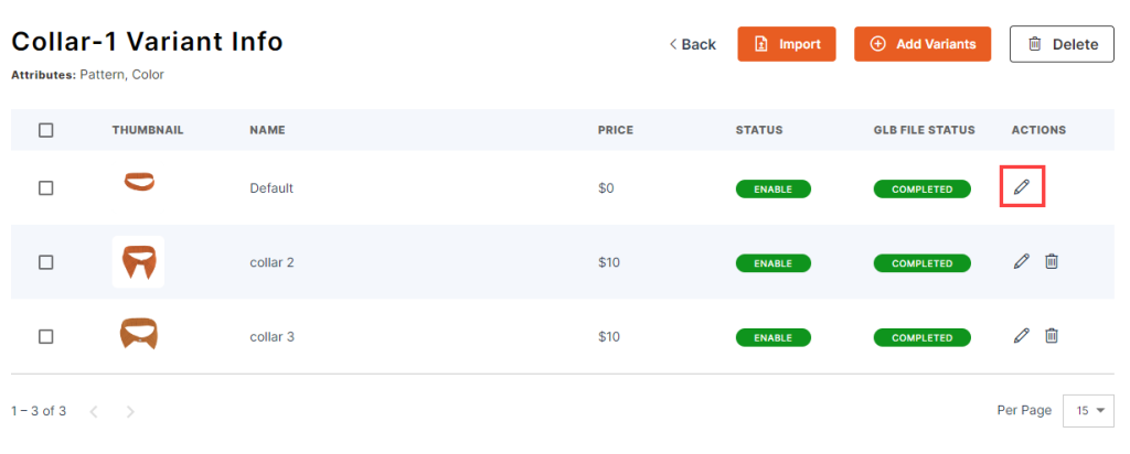 Configure Variants in GLB-8 | PrintXpand