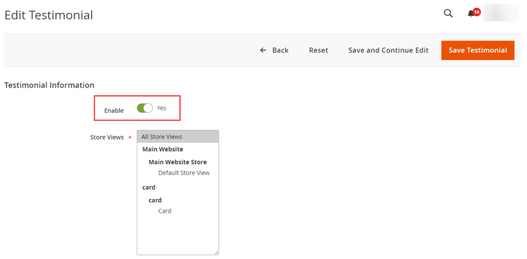 How Can I Enable/Disable the Testimonials?