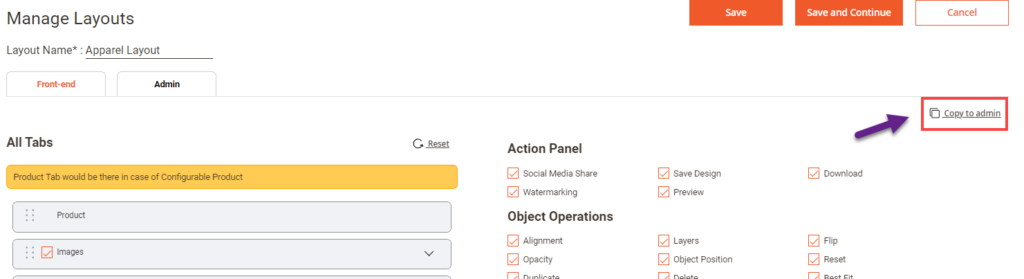 Can I Duplicate the Frontend Layout to the Admin Layout?