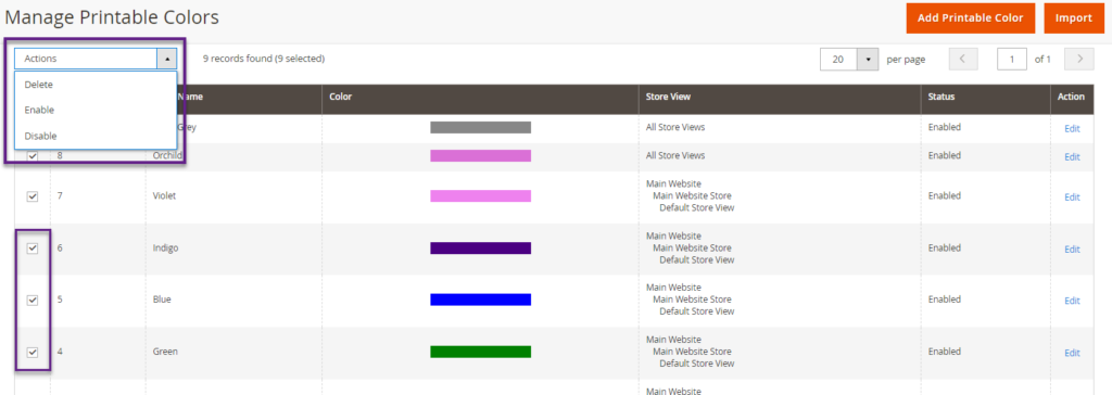 How to Enable/Disable Printable Colors?