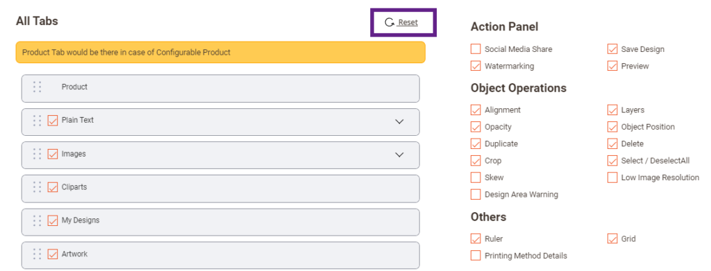 Reset the Tabs of any Layout-2 | PrintXpand