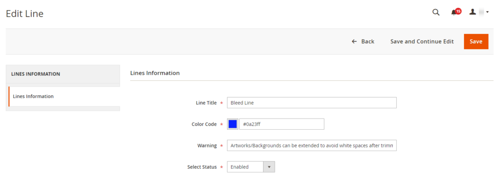 How can I edit details of Bleed line?