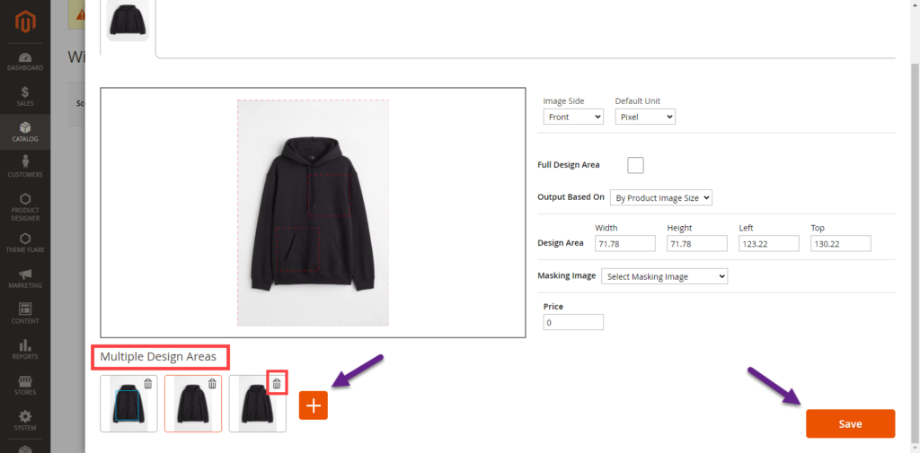 Can I Set Multiple Design Areas to the Product ? How?